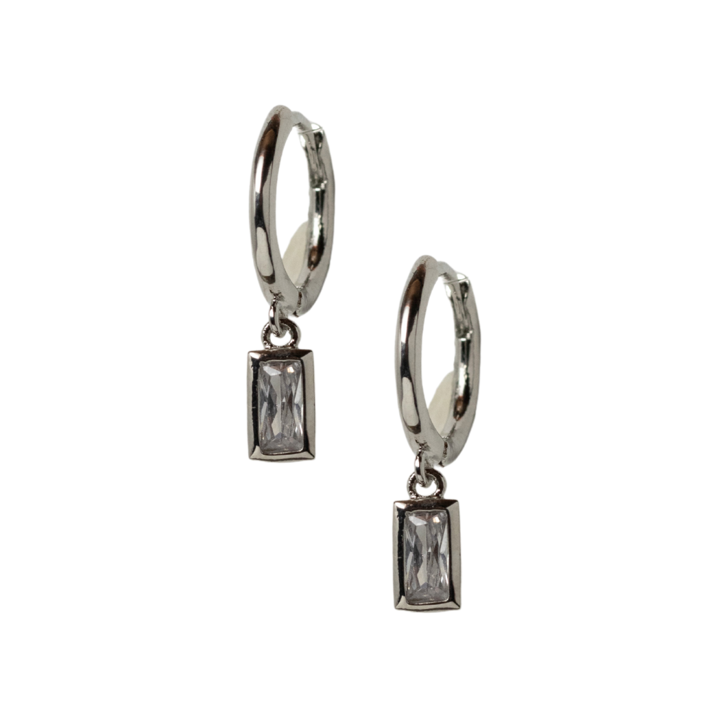 Baguette Drop Huggies in Silver – Waffles & Honey Jewelry