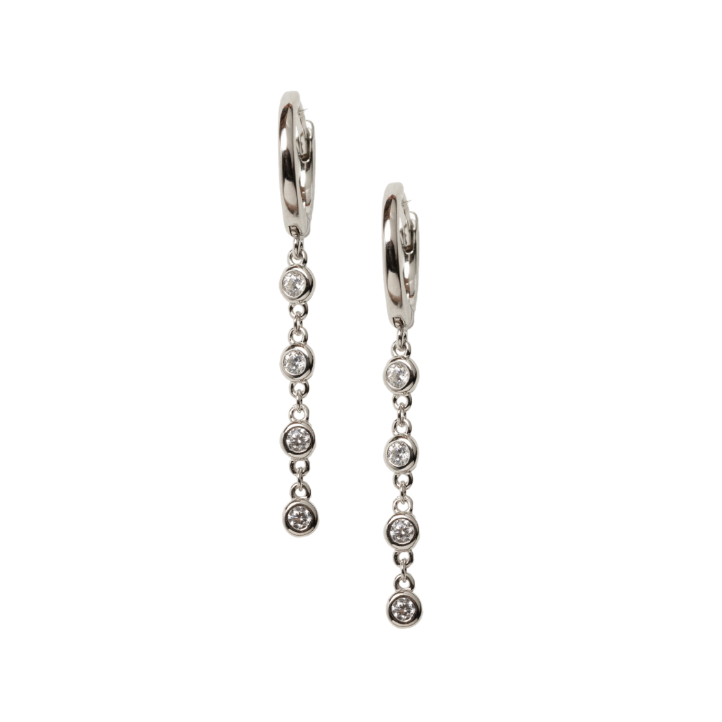 Quartet CZ Drop Huggies in Silver – Waffles & Honey Jewelry